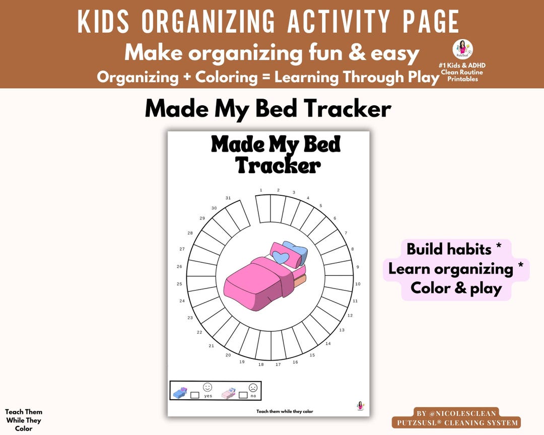 Made My Bed Tracker – Kids Chore Chart – Morning Routine Printable ...
