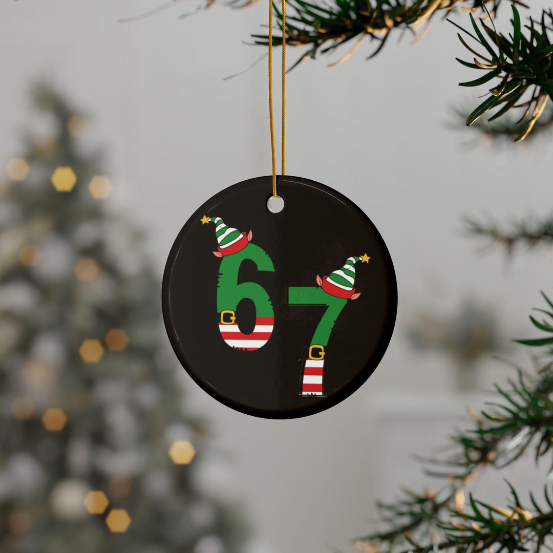 Gen Z Elf Style 67 Ceramic Christmas Ornament - Etsy
