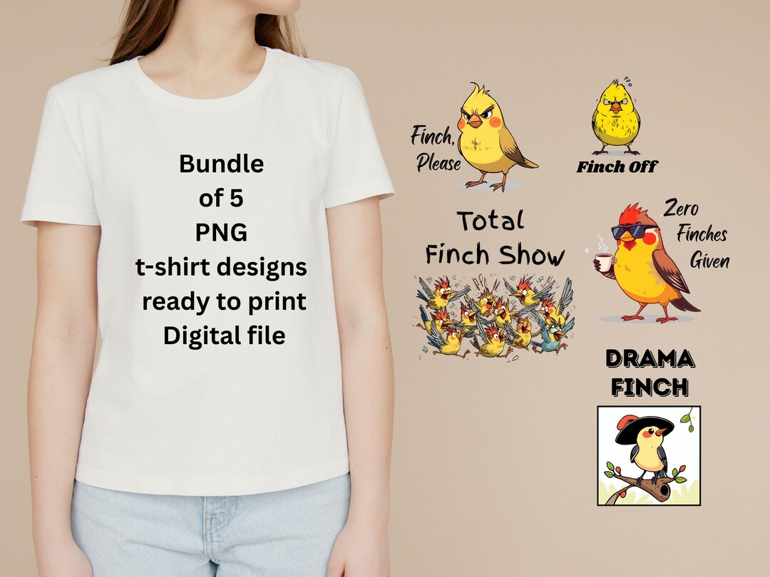 Funny Finch PNG Bundle: T-shirt Designs (digital Download) - Etsy