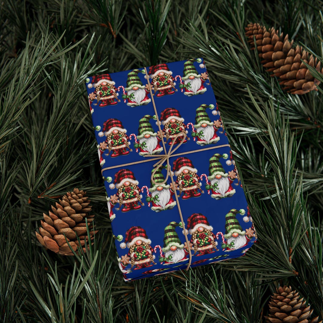 Yule Gnomes Wrapping Papers, Red Green Blue Holiday Christmas Gift Wrap ...