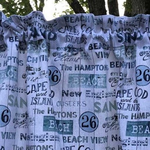 Nautical Beach Signs Valance – Cape Cod Coastal Curtain – Hamptons New ...
