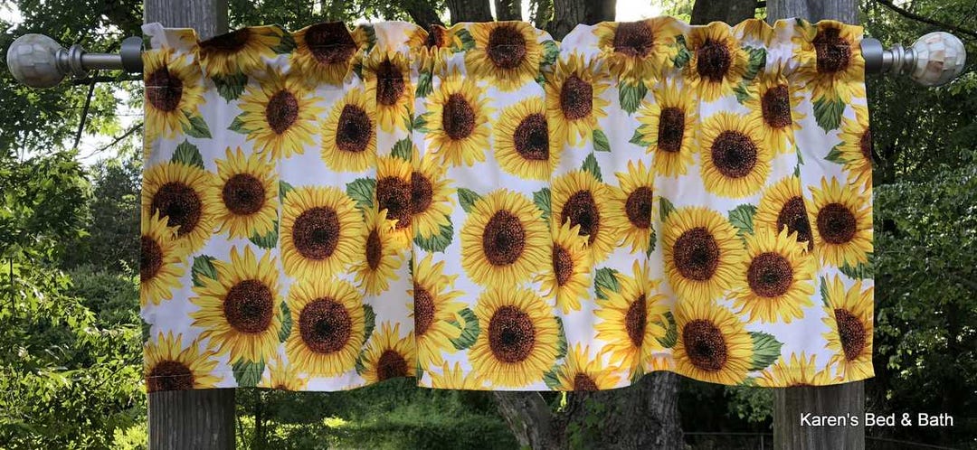 Autumn Floral Sunflowers Valance Fall Beauty Yellow Flowers Kitchen ...