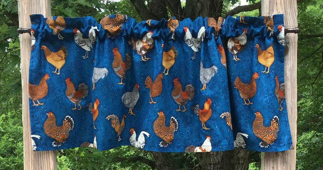 Farm Roosters Valance Chicken Rooster Fowl Barnyard Poultry Country ...
