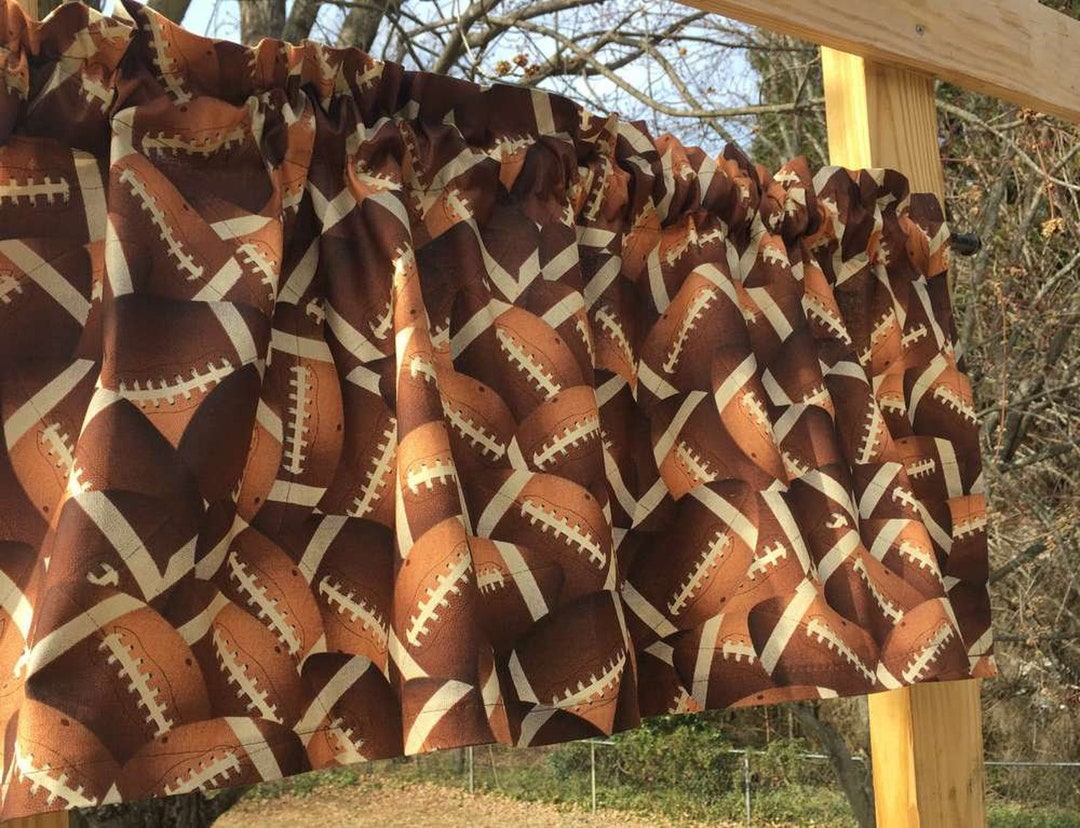 Football Valance High School Athlete Window Curtain Topper Brown PE ...