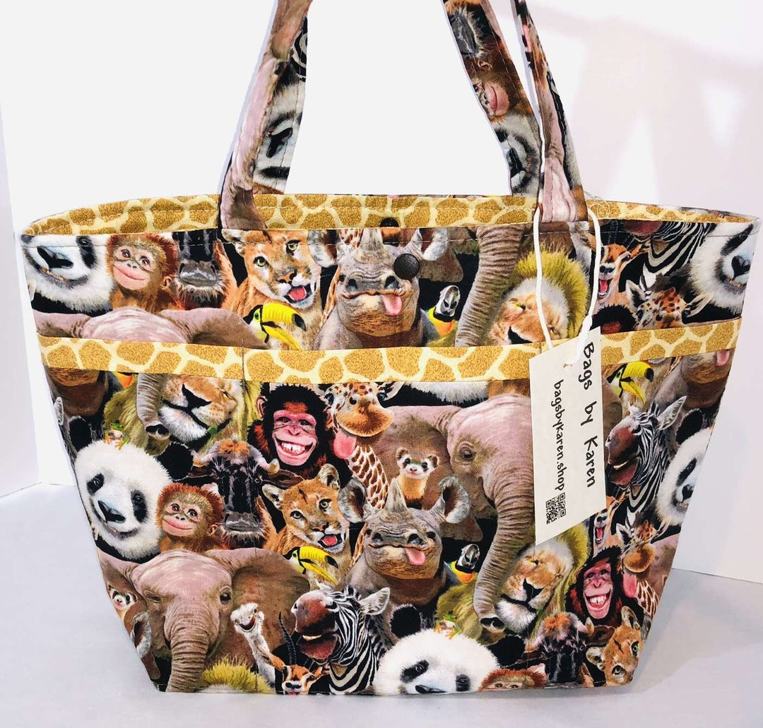 Safari Baby Zoo Animals Handbag Purse Panda Bear Elephant Zebra Chimp ...