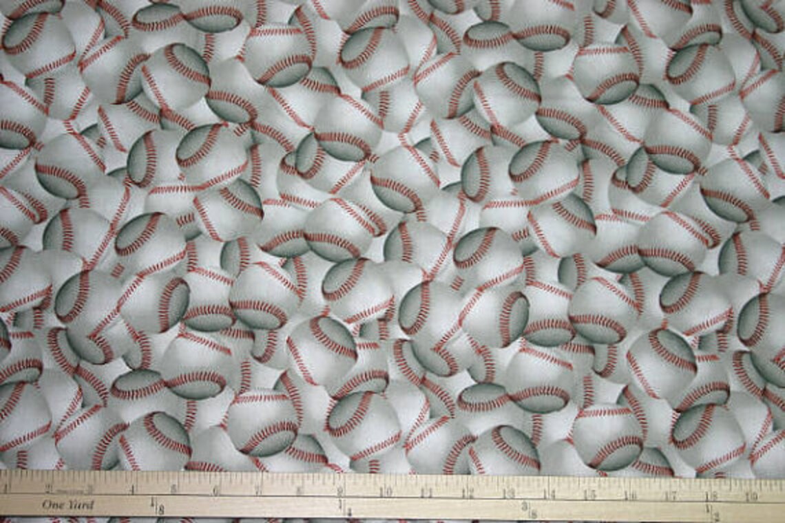 Baseball Sports Fabric All Over Baseballs Sporting Fabric School Team ...