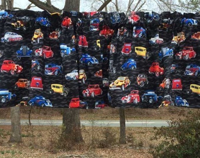 Car Valance Hot Street Rods Muscle Car Teen Boys Black Bedroom Bath ...