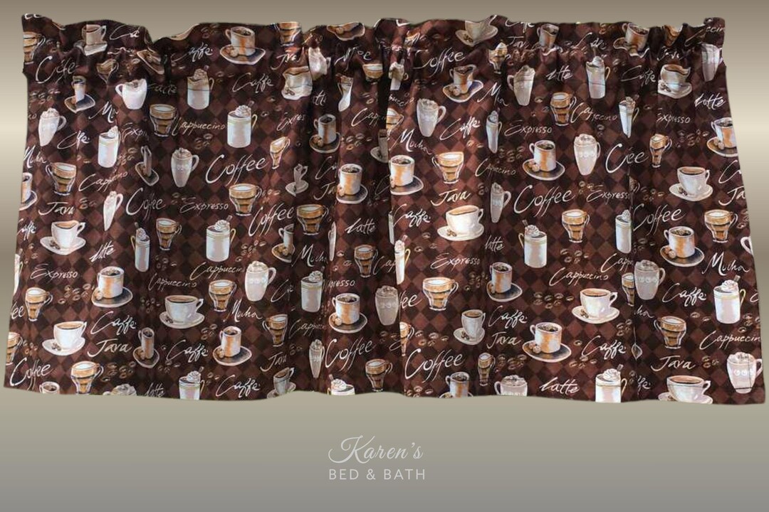 Coffee Valance – Mocha Espresso Cappuccino Curtain Topper for Autumn ...