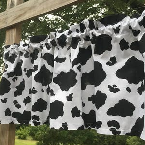 Cow Spot Valance – Black & White Cowhide Print Rustic Barnyard Dairy ...