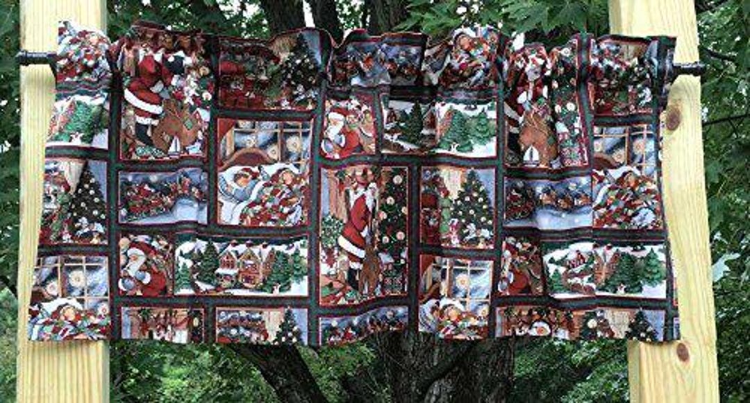 Santa Claus Valance: Night Before Christmas Holiday Window Curtain - Etsy