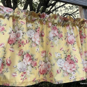 Yellow Roses Valance – Cottagecore Vintage Rose Floral Curtain ...