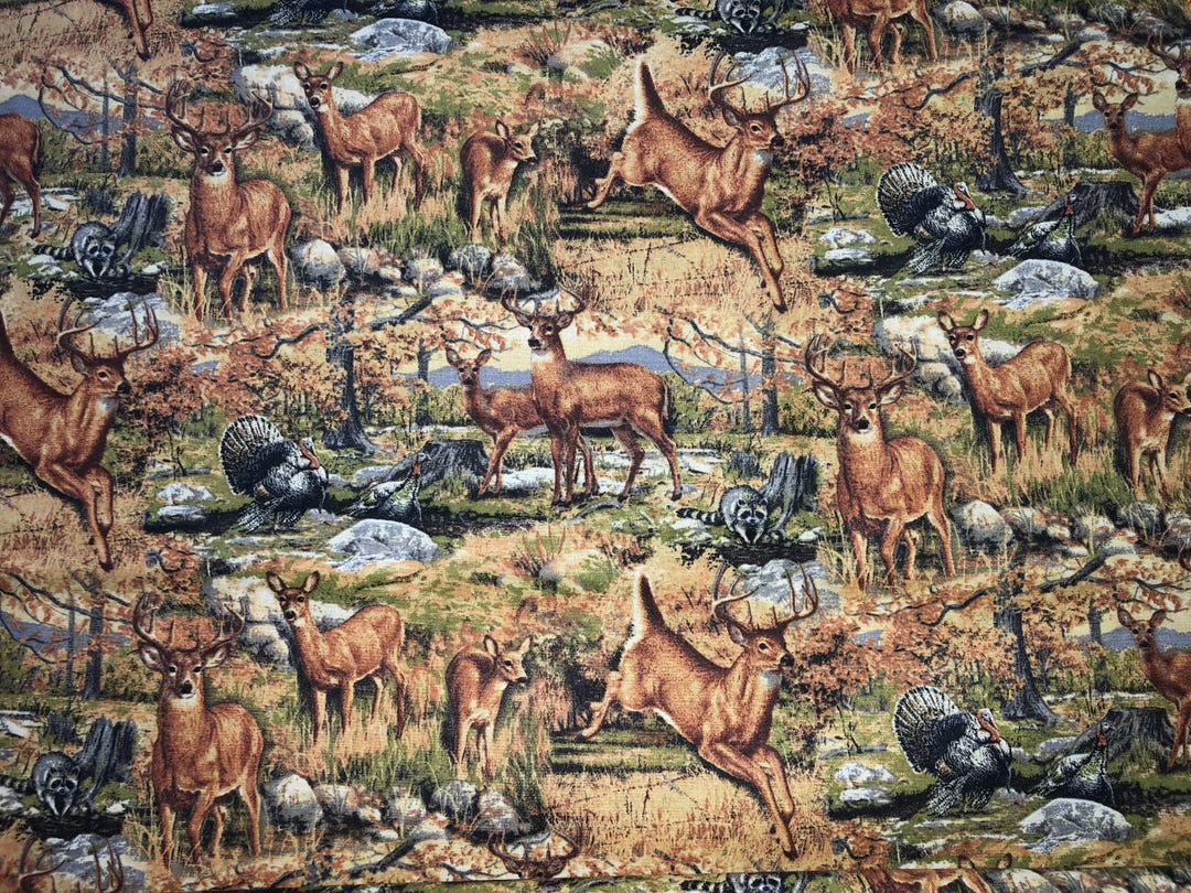 Wildlife Deer Valance Forest Animal Turkey Raccoon Autumn Nature ...