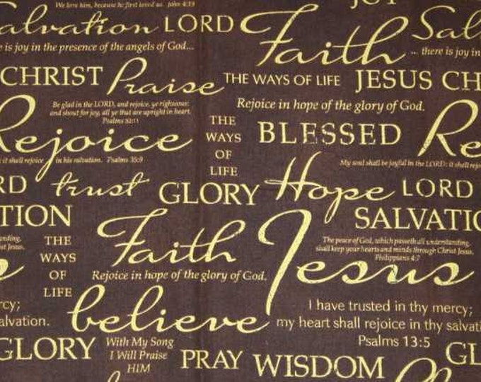 Christian Faith Fabric Brown & Gold Religious Fabric Bible - Etsy