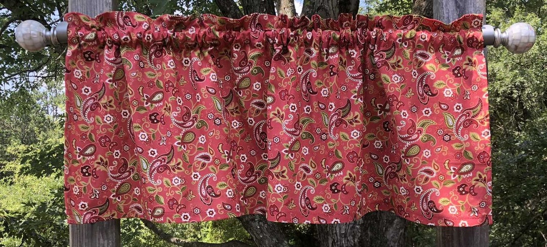 Rose Paisley Valance Pink Rose Cream Floral Green Paisley Cottage ...