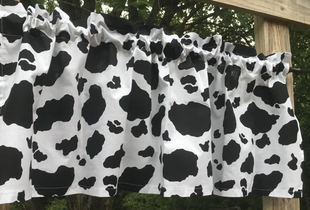 Cow Spot Valance – Black & White Cowhide Print Rustic Barnyard Dairy ...
