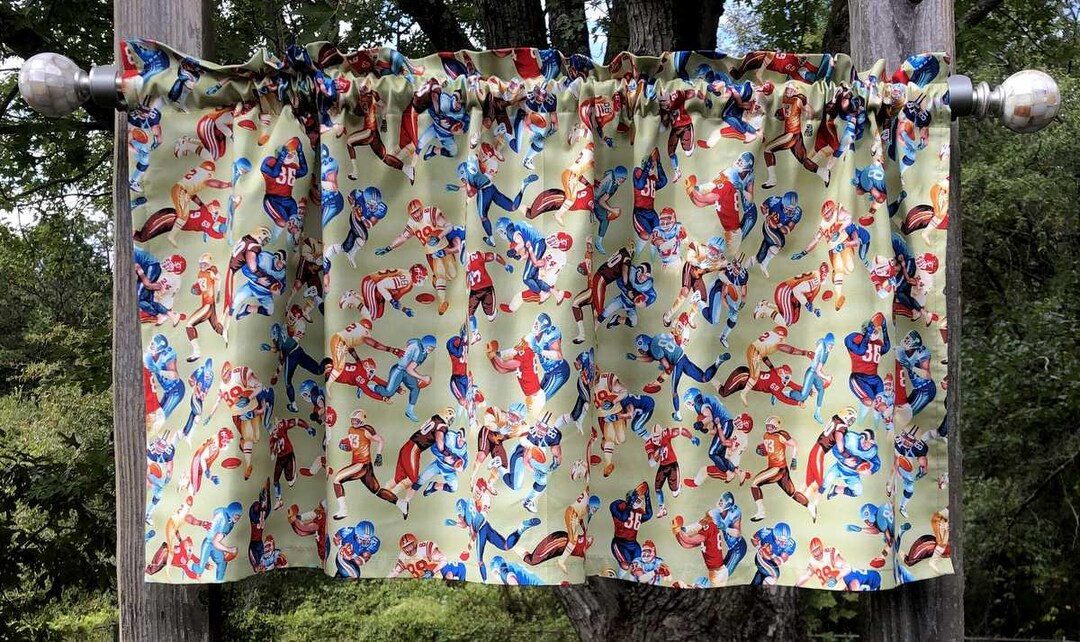 Kitchen Valance - Football Sports Game Green - Farmhouse Country ...