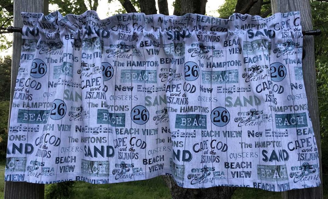 Nautical Beach Signs Valance – Cape Cod Coastal Curtain – Hamptons New ...