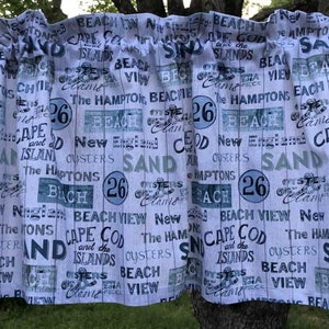 Nautical Beach Signs Valance – Cape Cod Coastal Curtain – Hamptons New ...