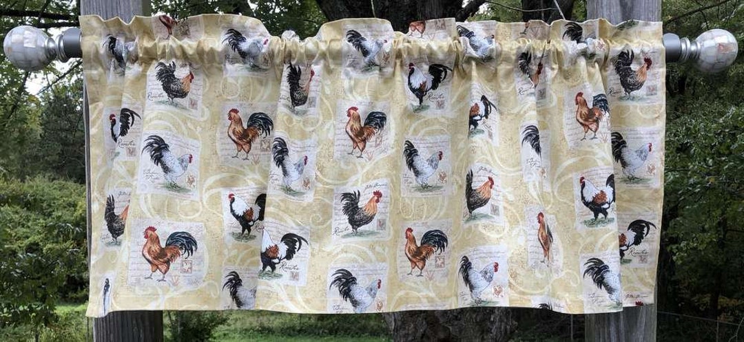 Chicken Valance Barnyard Rooster Poultry Farm Animal Bird Coop Cream ...