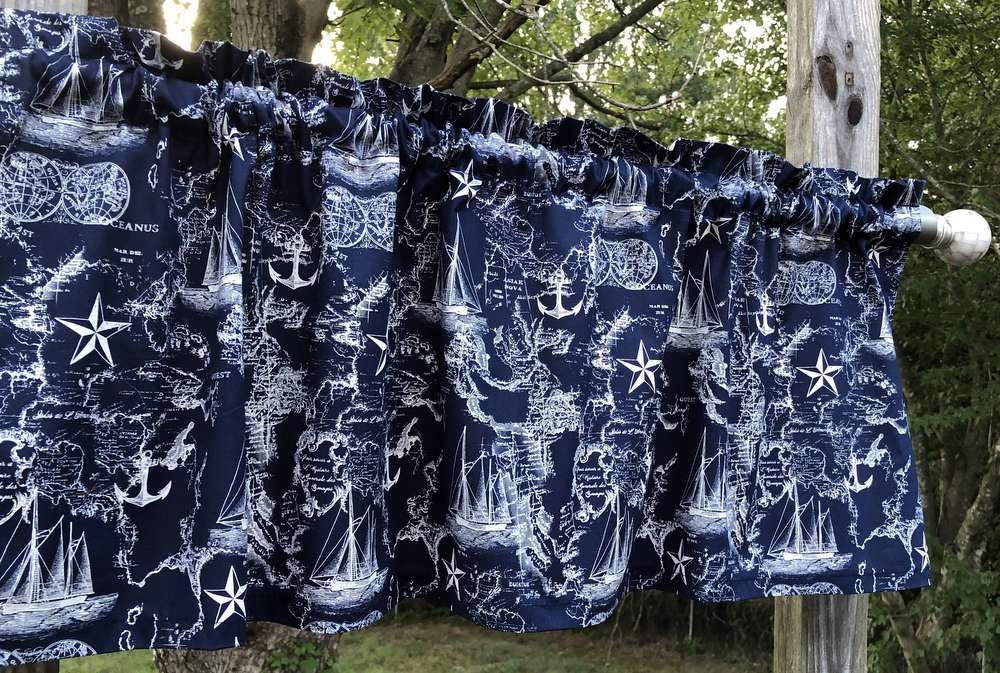 Nautical Map Valance Old World Ocean Map Anchor Sailboat - Etsy Canada