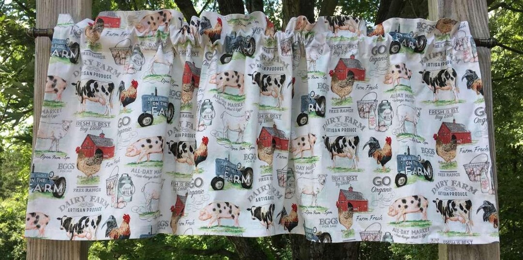 Farmhouse Valance Chicken Cow Pig Life Down on the Farm Old Macdonald ...