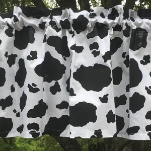 Cow Spot Valance – Black & White Cowhide Print Rustic Barnyard Dairy ...