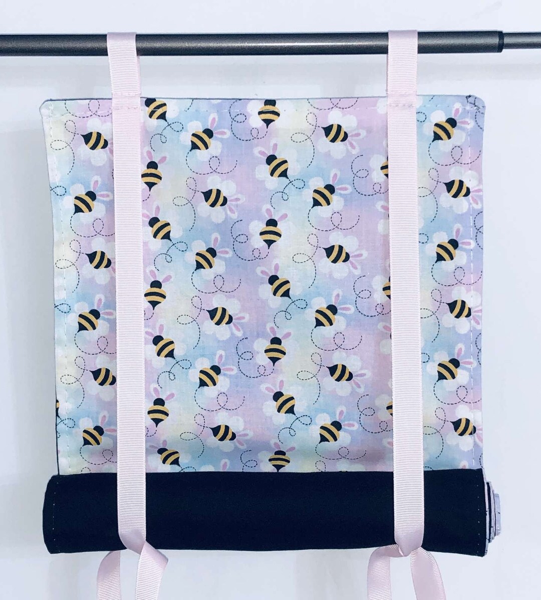 Office School Classroom Door Window Curtain Bees Pastel Pink Green Blue ...