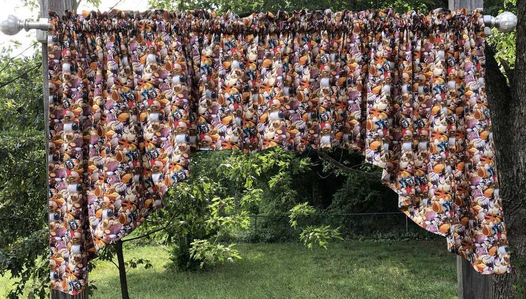 Seashell Swag Valance: Tropical Beach Kitchen Curtain, 3pc Handmade Set ...