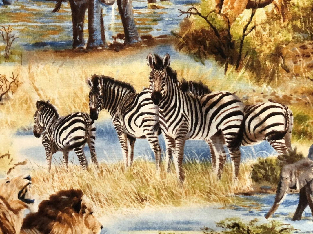 African Savannah Wildlife Valance Safari Animals Scenic Rhino Lion ...