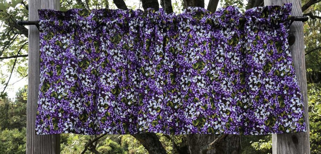 Purple Lilac Valance Flower Garden Farmhouse Kitchen Bath Window ...