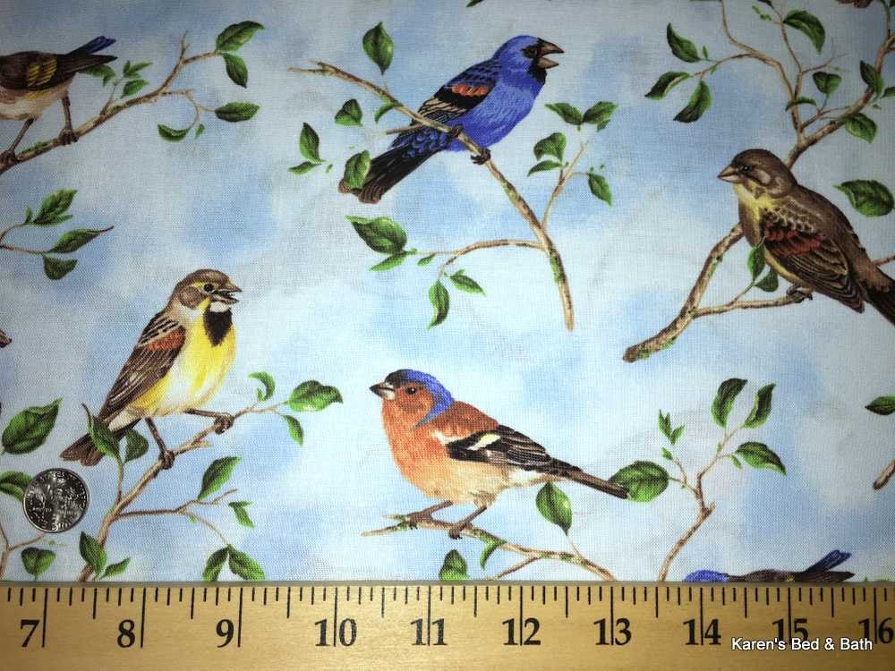 Blue Fabric With Birds Images