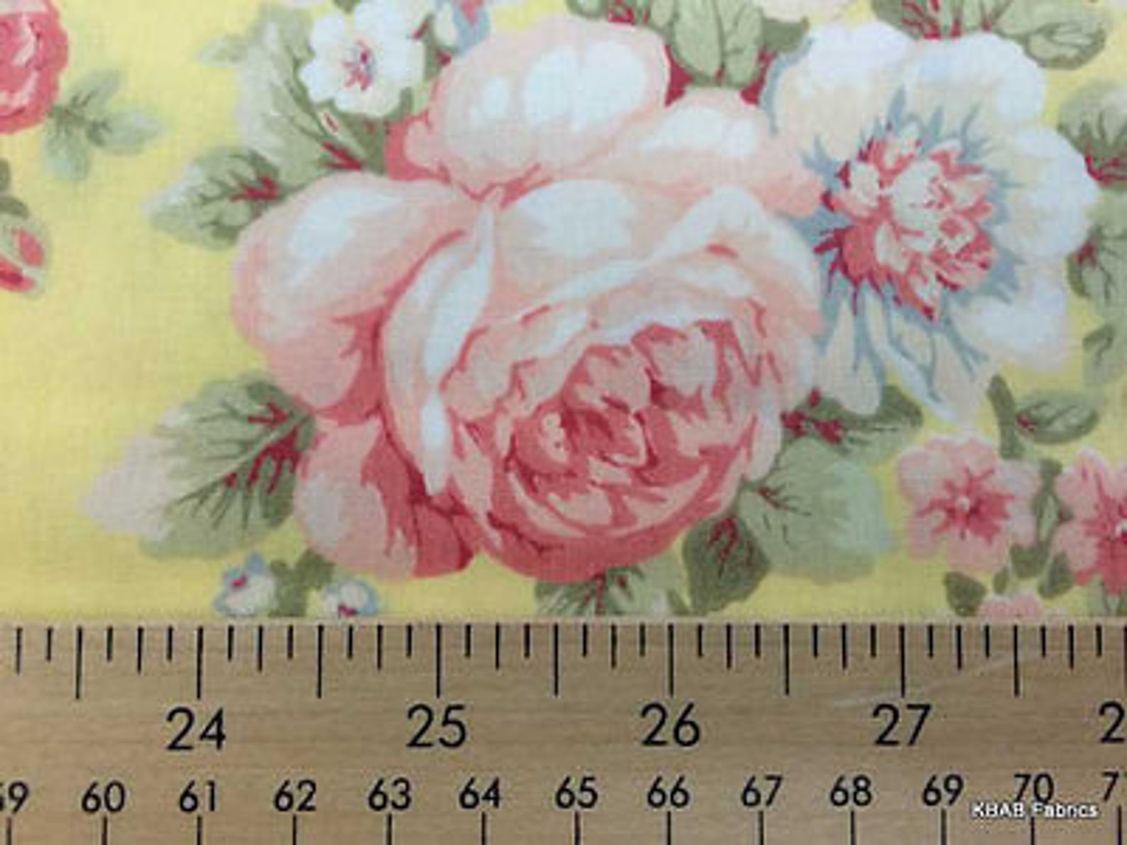 Yellow Rose Fabric Pink Rose Yellow Floral Fabric Shabby Chic - Etsy