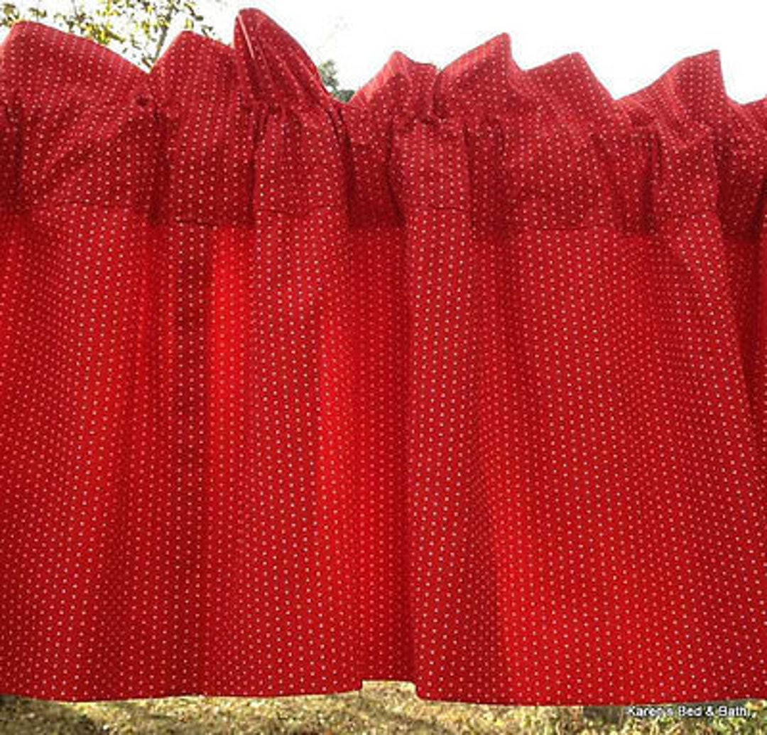 Red Polka Dot Valance Red With Mini White Polka Dots Custom Sewn ...