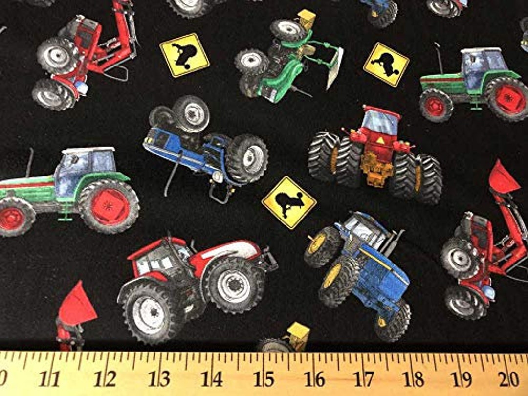 Farmhouse Valance Farm Tractors Farming Agriculture Equipment Red Green ...