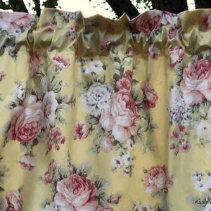 Yellow Roses Valance – Cottagecore Vintage Rose Floral Curtain ...