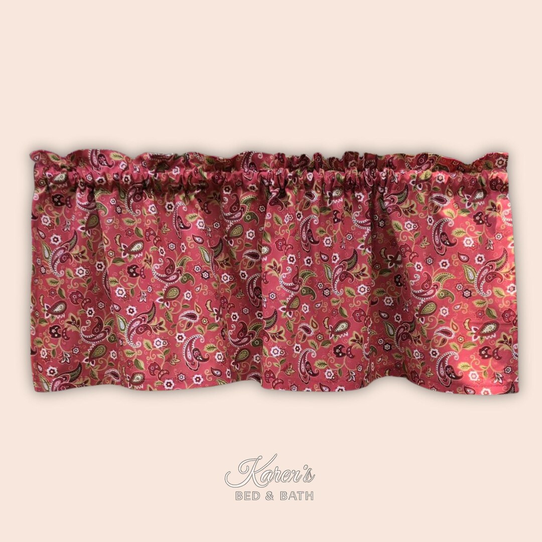 Dusty Rose Paisley Kitchen Valance – Country Farmhouse Floral Window ...