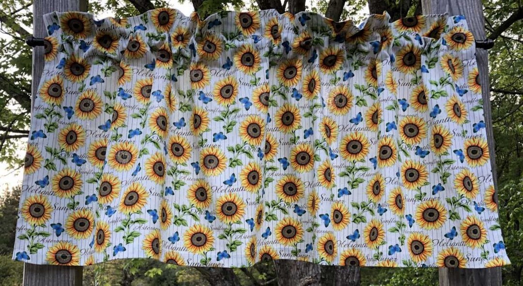 Sunflower Floral Valance Sunflowers Butterflies Nature - Etsy