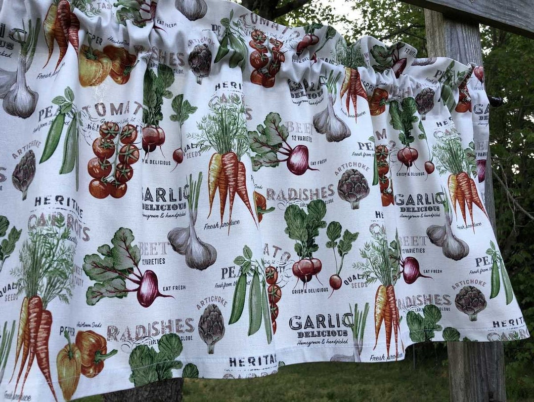 Vegetable Valance Farm Kitchen Valance Carrots Tomato Pepper Beets ...