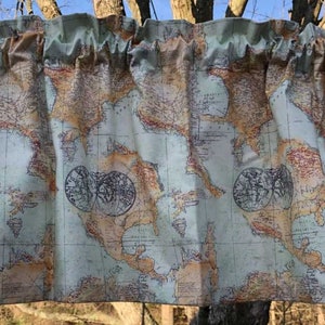 Curtain Valance Vintage World Map Explorer Travel Antique Map Atlas ...
