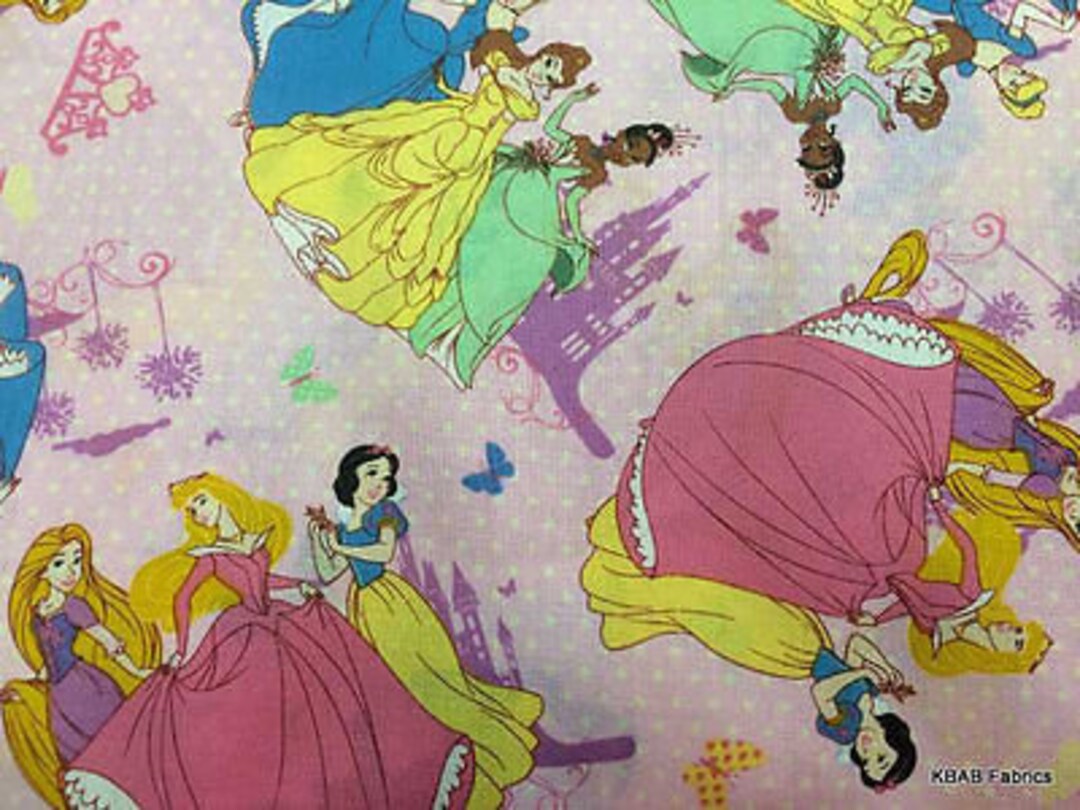 Princess Pink Fabric Disney Fabric Castle Polka Dots 100% - Etsy