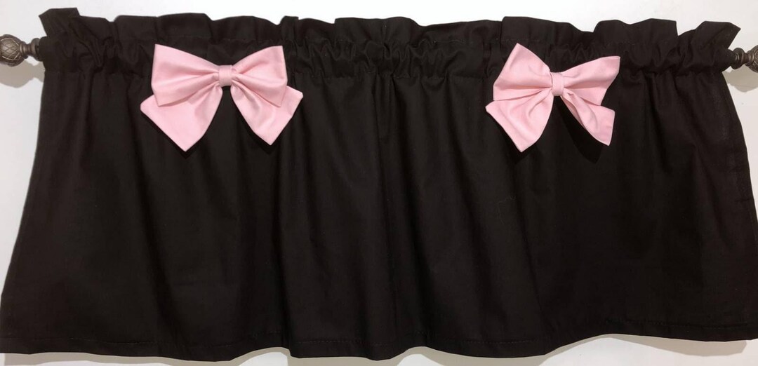 Black & Pink Valance Pink Bows on Solid Black Valance Baby Girl Nursery ...