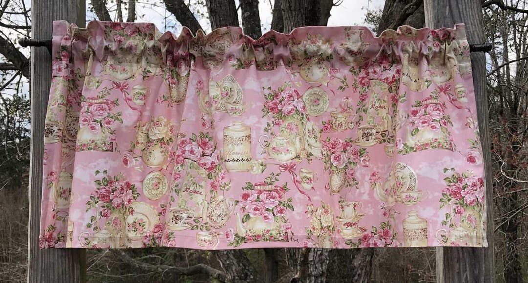Kitchen Valance - Shabby Chic Roses & Tea Party Floral - Farmhouse ...