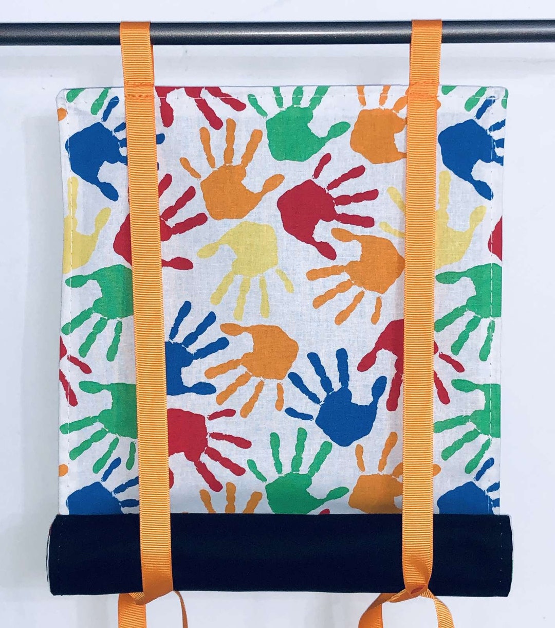 Office School Classroom Door Window Curtain Kids Handprints White Roll ...