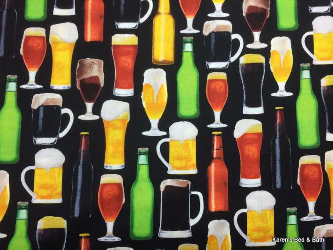 Beer Mug Tap Tavern Valance Bottle Suds Brew Homebrew Black Valance ...