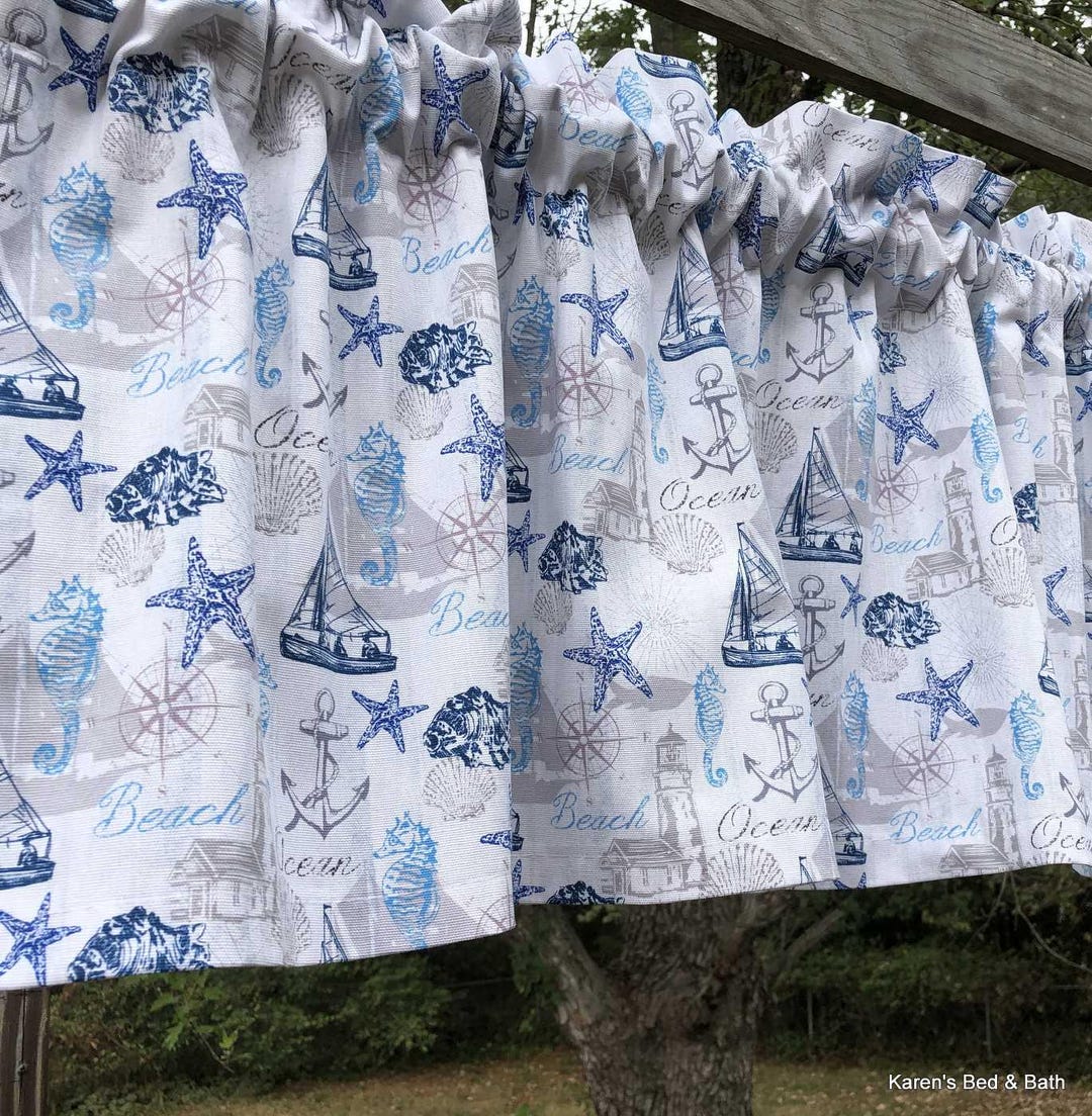 Boat Lighthouse Valance Nautical Coastal Seaside Sailboat Beach Theme ...