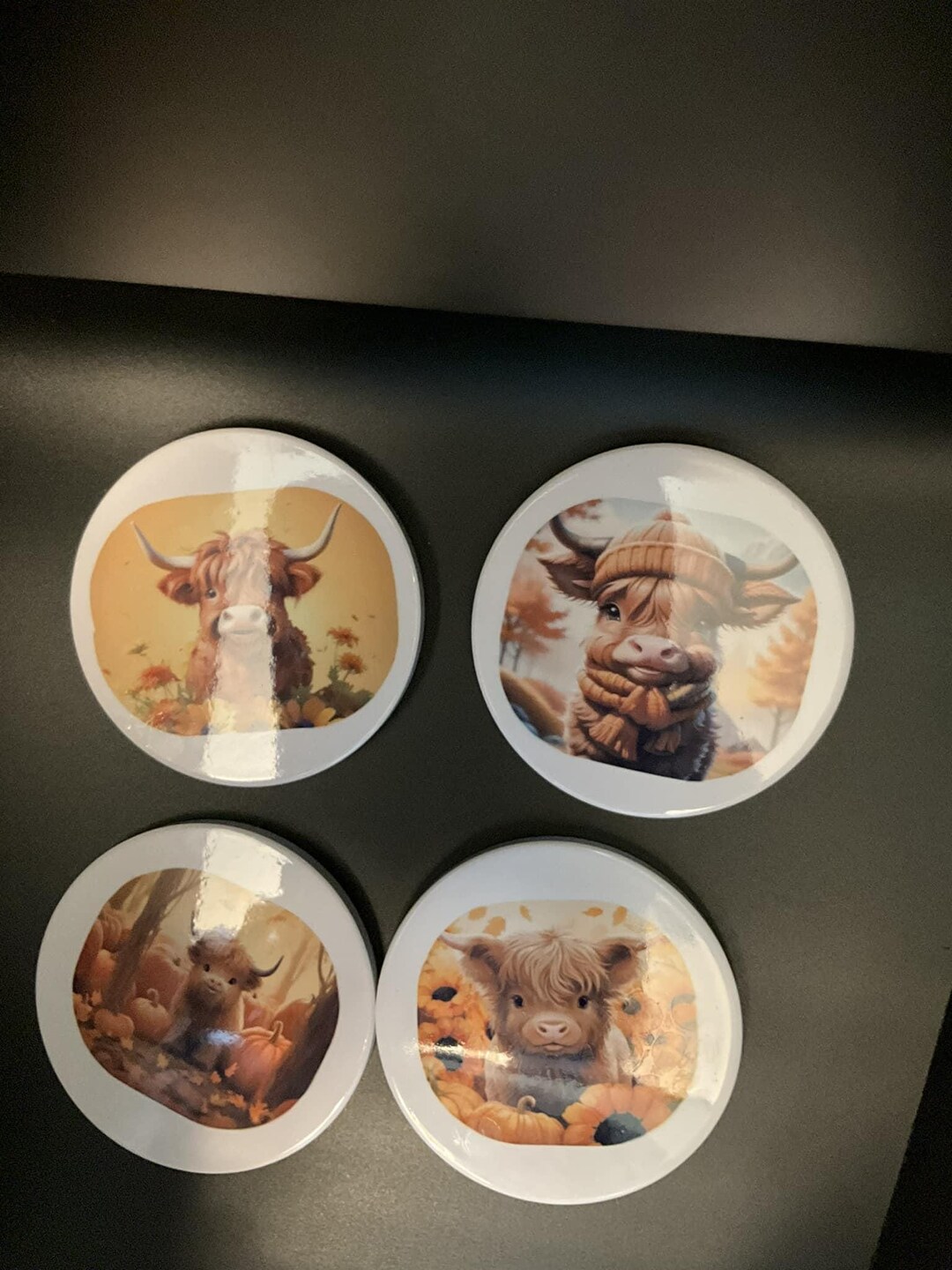 Highland Cow Ceramic Coasters With Cork Backing - Etsy