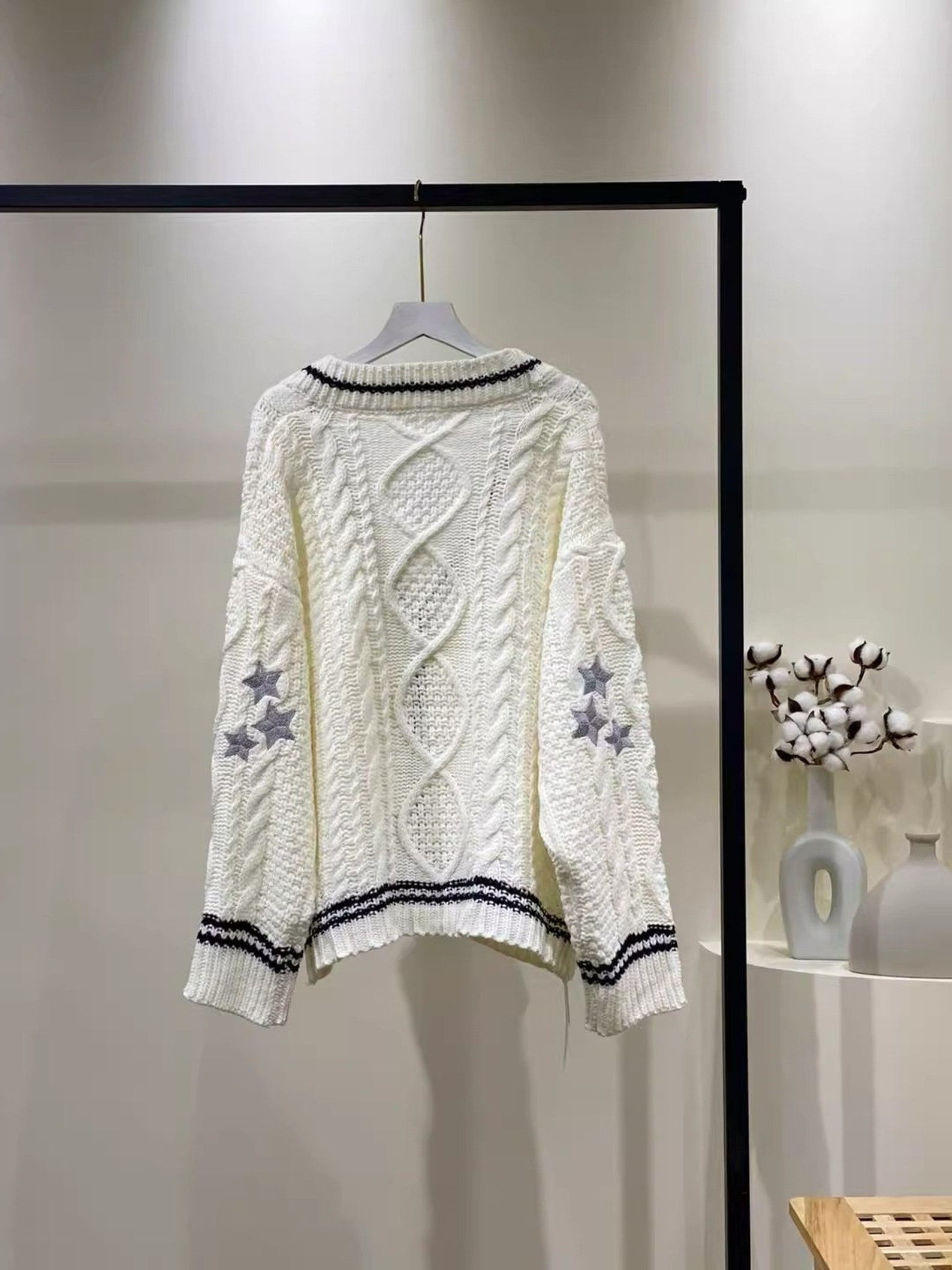 Beige Star Folk Cardigan, Oversized Cute Cardigan, Embroidered Folklore ...