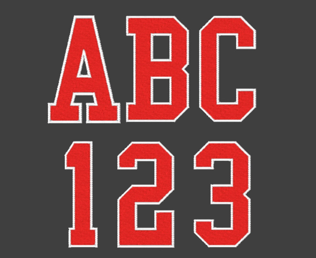 Varsity 2 Color Embroidery Font Instant Download Numbers - Etsy