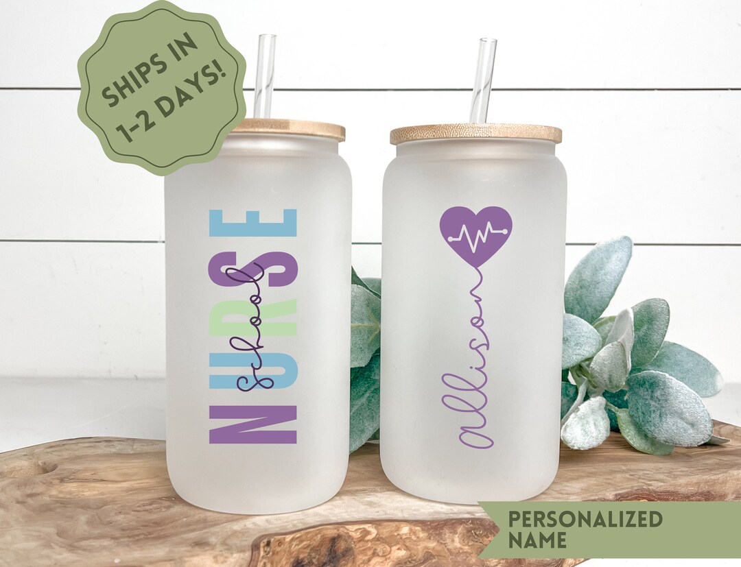 School Nurse Iced Coffee Cup, Personalized School Nurse Gift Frosted ...