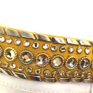 Vintage Kippy's Stylish, Sparkling Big Silver Buckle Yellow Leather ...